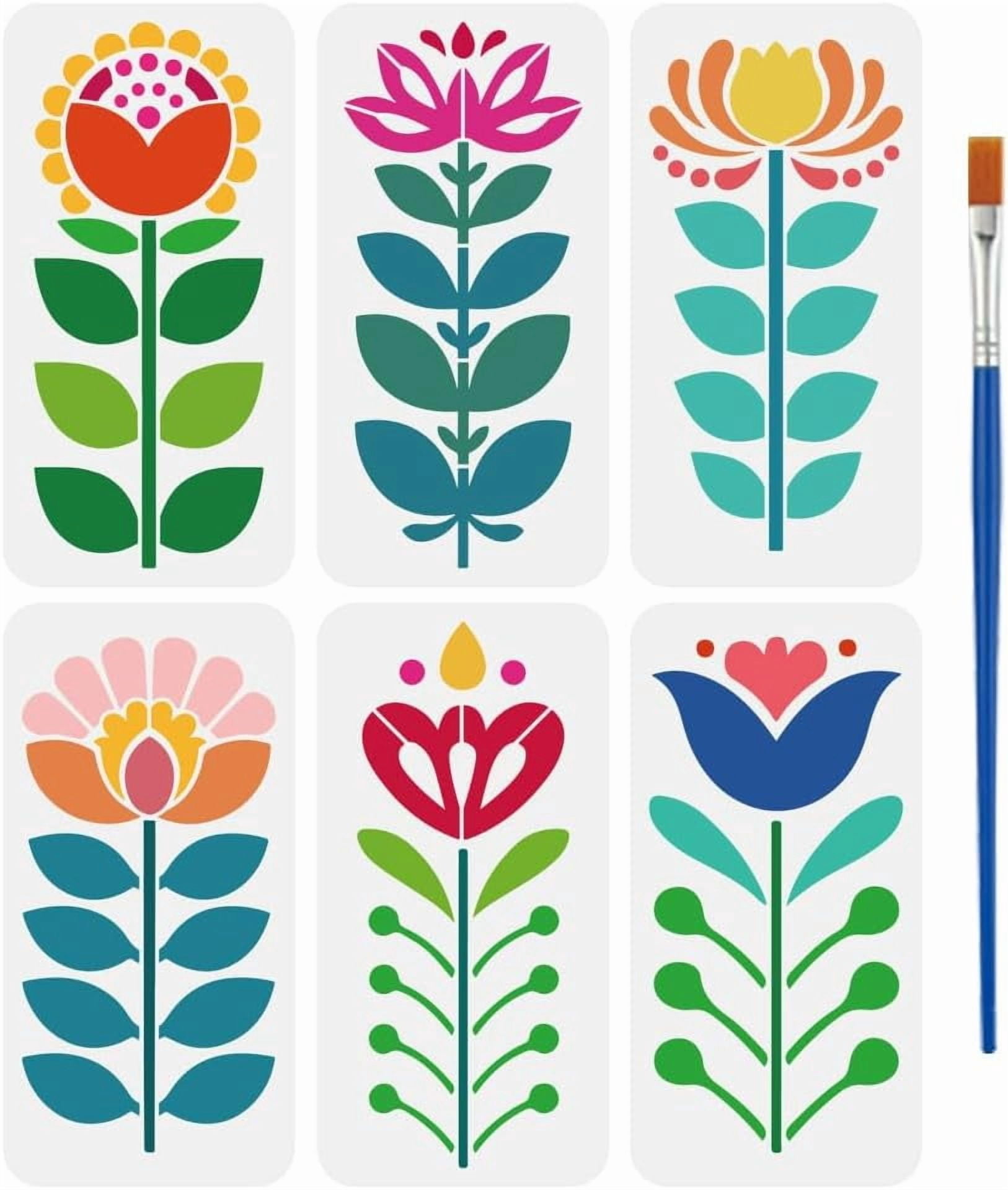 1Set Flower Theme PET Hollow Out Drawing Painting Stencils for DIY ...