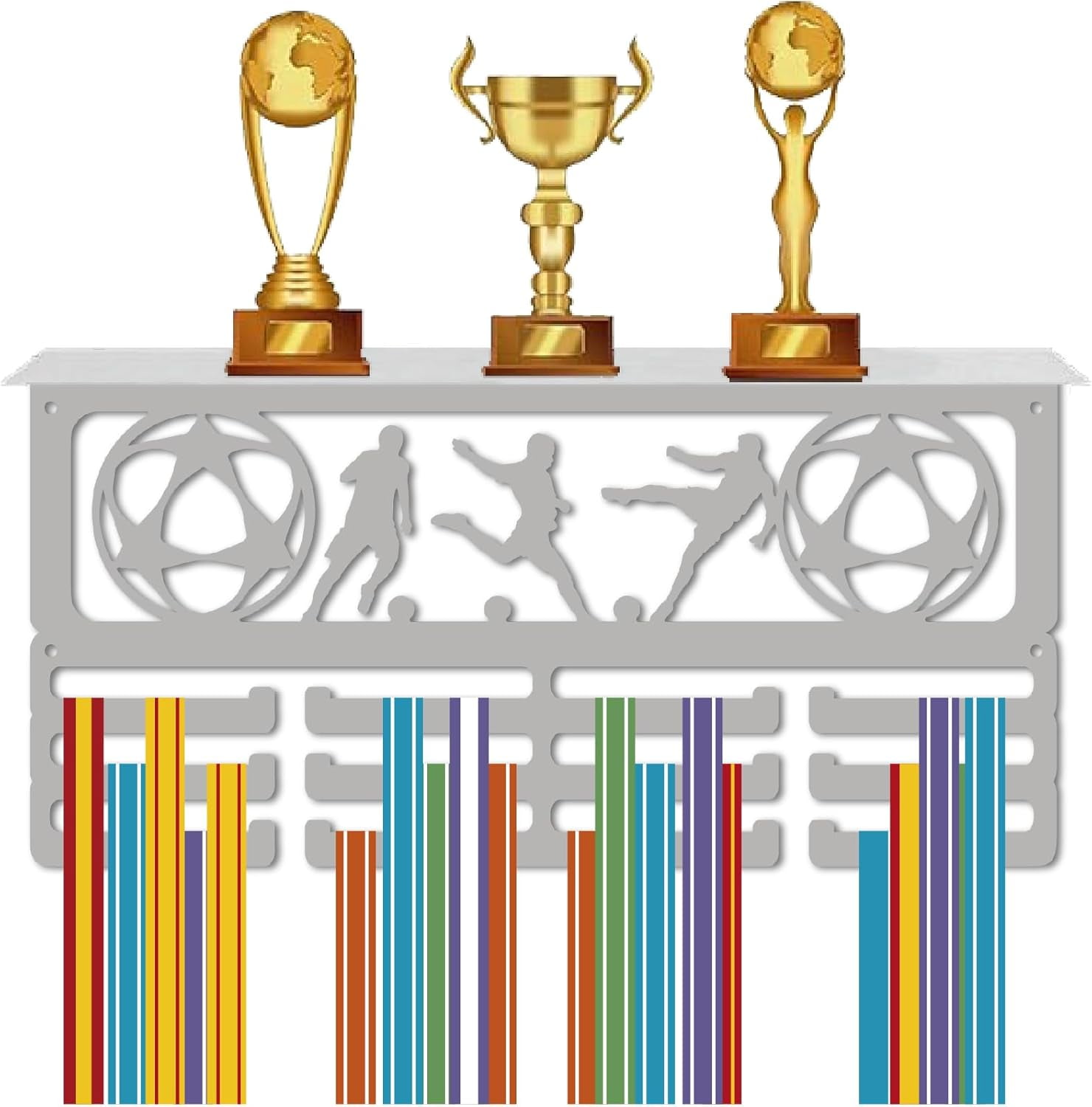 1Set Football Sport Medal Holder Iron Medal Rack Wall Mounted 60+ Medals Awards Organizer 3 ...