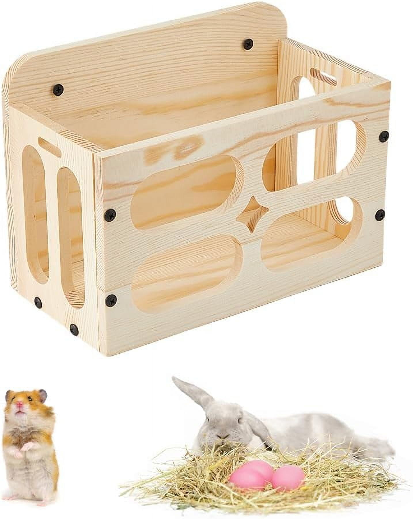 1Set Guinea Pig Hay Feeder Rabbit Hay Feeder Wooden Hay Manger Rack ...
