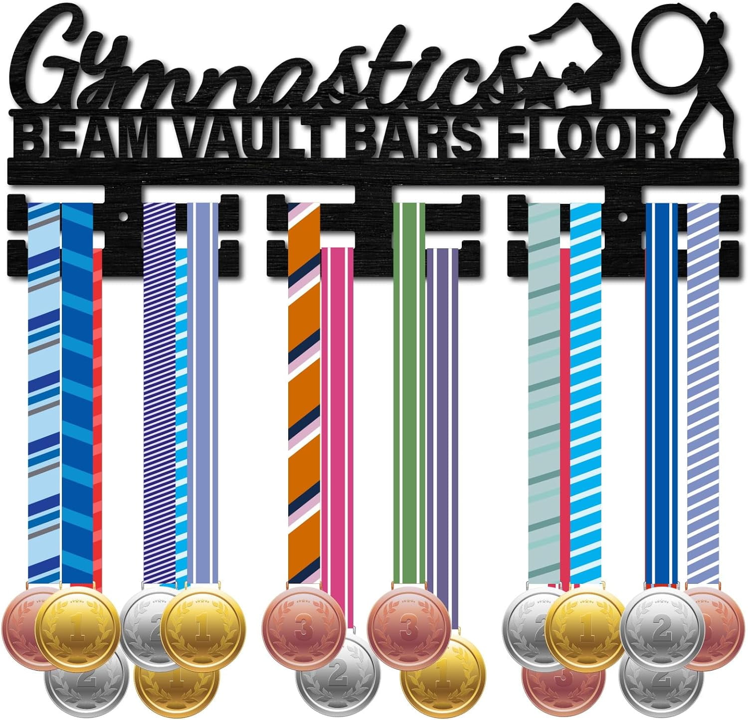 1Set Gymnastics Medal Holder Sports Medal Hanger Display Wooden Rack ...