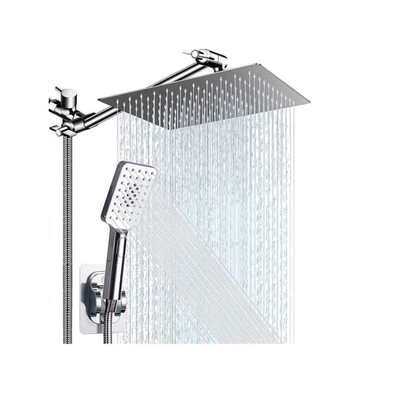 1Set High Pressure Shower Head Combo，10 Inch Rain Head & Handheld，With ...