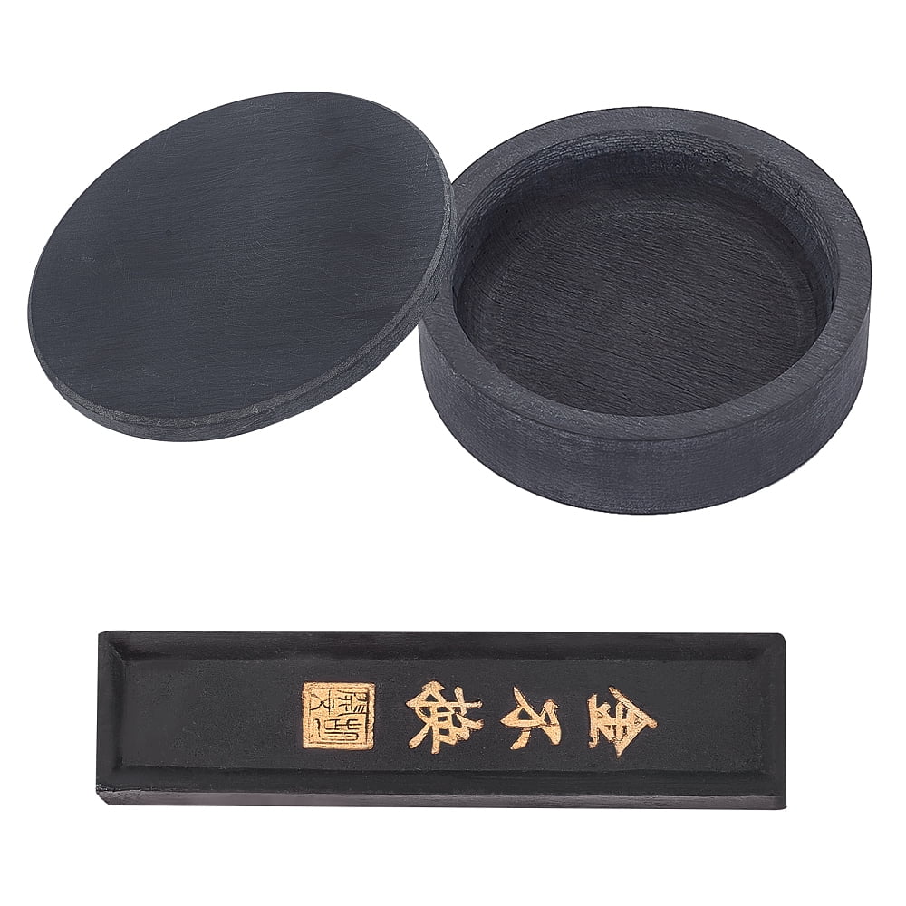 1Set Ink Stone & Ink Stick Chinese Calligraphy Inkstone with Cover ...