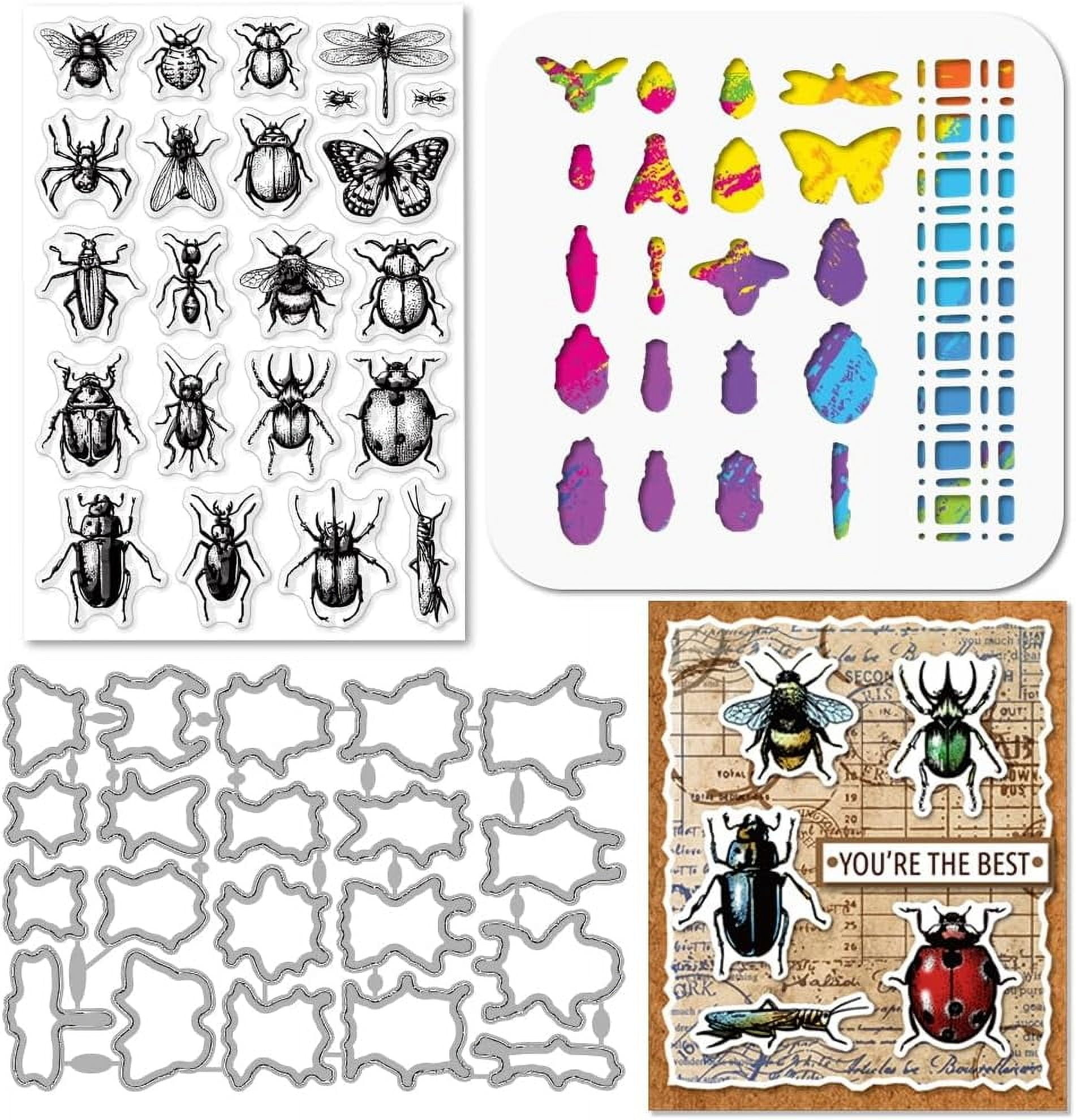 1Set Insect Clear Stamp Butterfly Beetle Cutting Die Dragonfly Robin ...