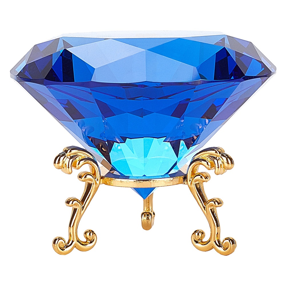 1Set K9 Glass Diamond Paperweight and Iron Tray Pedestal Home ...