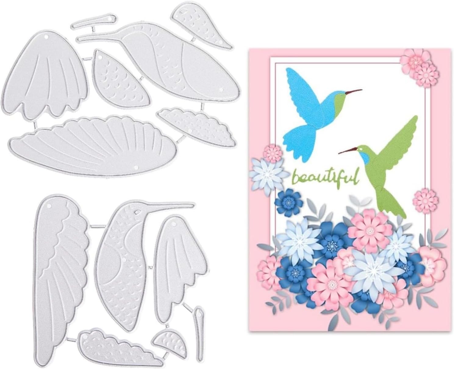 1Set Layered Hummingbird Cutting Dies for Card Making Bird Animal ...