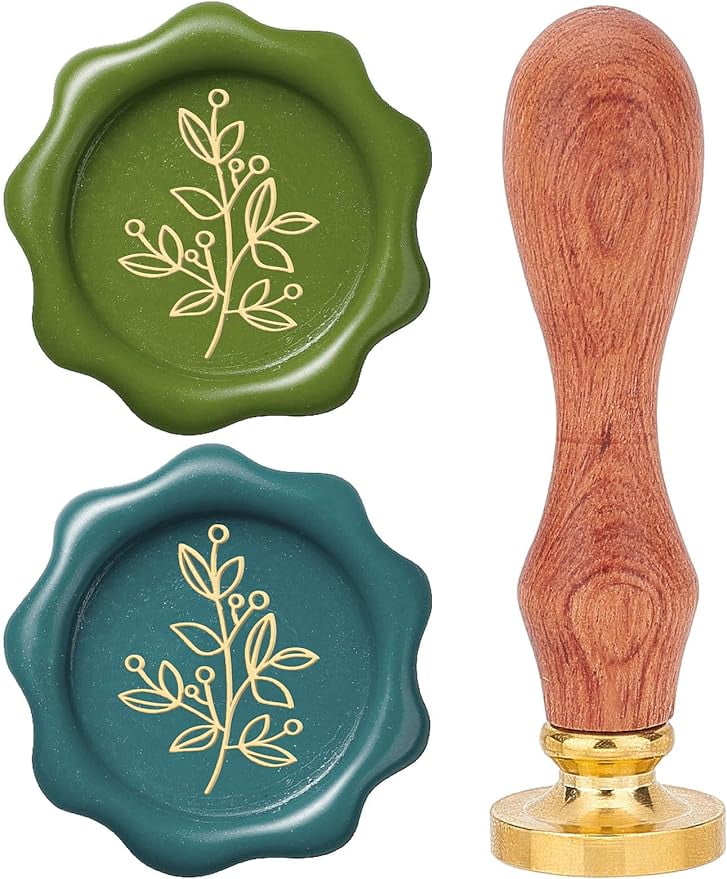 1Set Leaf Wax Seal Stamp 25mm Removable Brass Head Vintage Rosemary ...