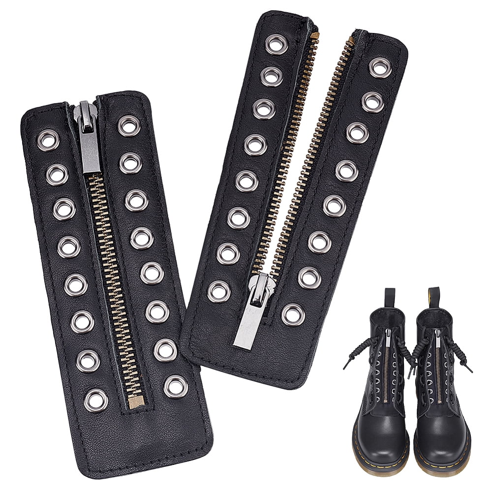 1Set Leather Lace-in Boot Zipper Inserts 6.2 x 2.1 Inch 8 Metal Eyelets ...