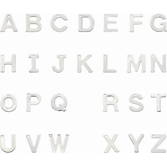 1Set Letter Charms Metal Charms Pendant 304 Stainless Steel Alphabet ...