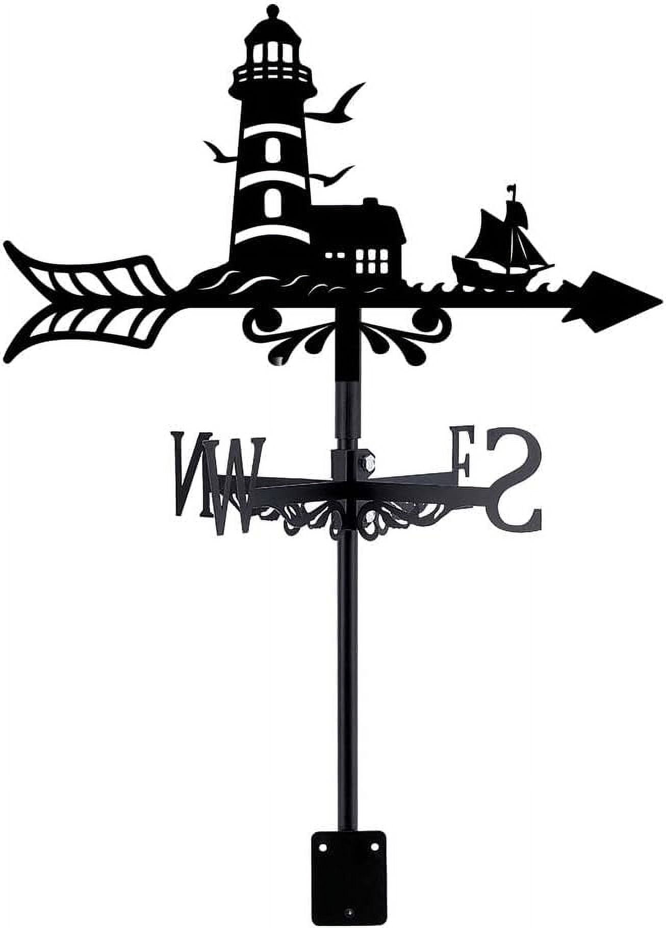 1Set Lighthouse Weather Vane Small Boat Weathervane Seagulls Metal Wind ...