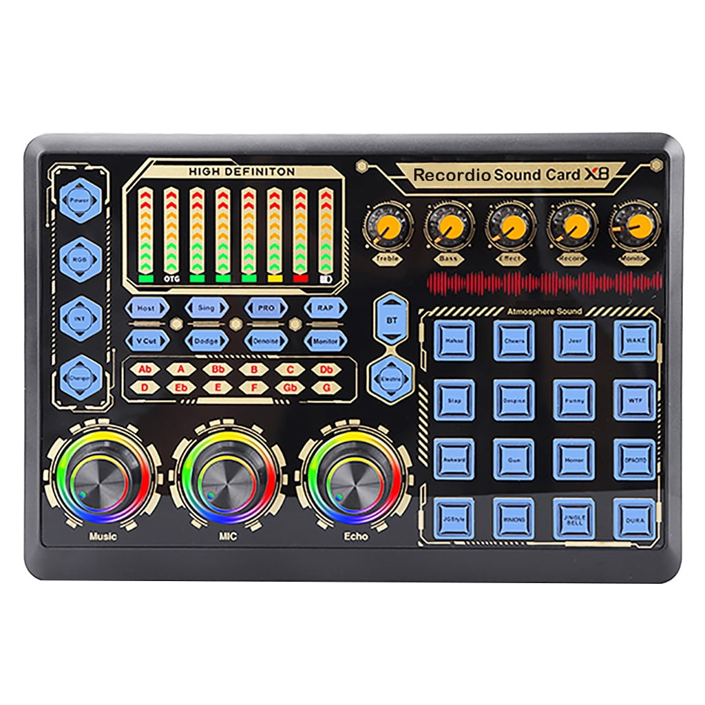1Set Live Microphone Sound Card Audio Mixer Sound Board USB External ...