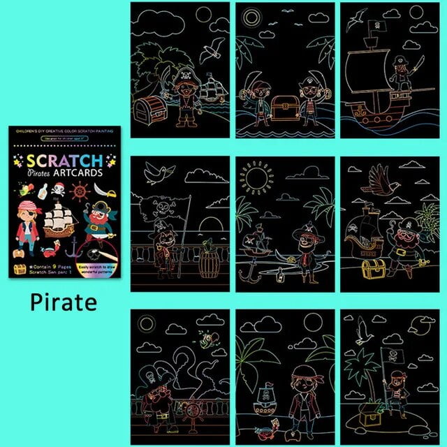 1Set Magic Color Rainbow Dinosaur Cartoon Scratch Art Painting Paper ...