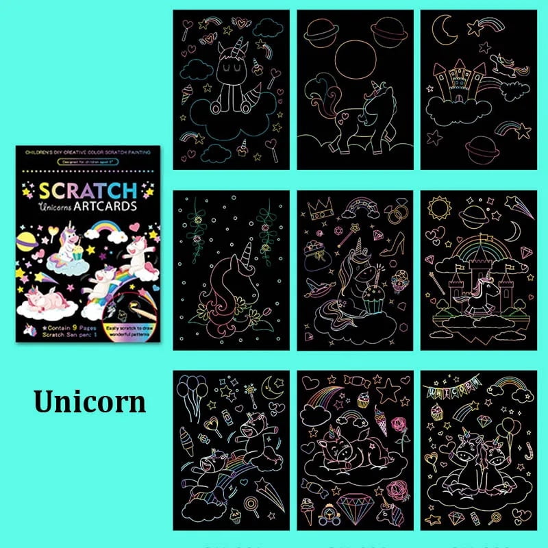 1Set Magic Color Rainbow Dinosaur Cartoon Scratch Art Painting Paper ...