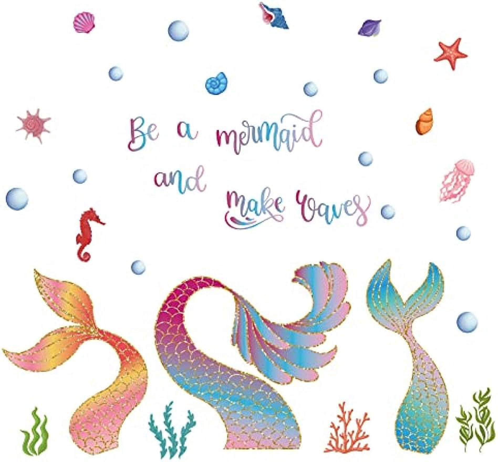 1Set Mermaid Tail Wall Decal Be a Mermaid and Make Waves Vinyl Stickers ...