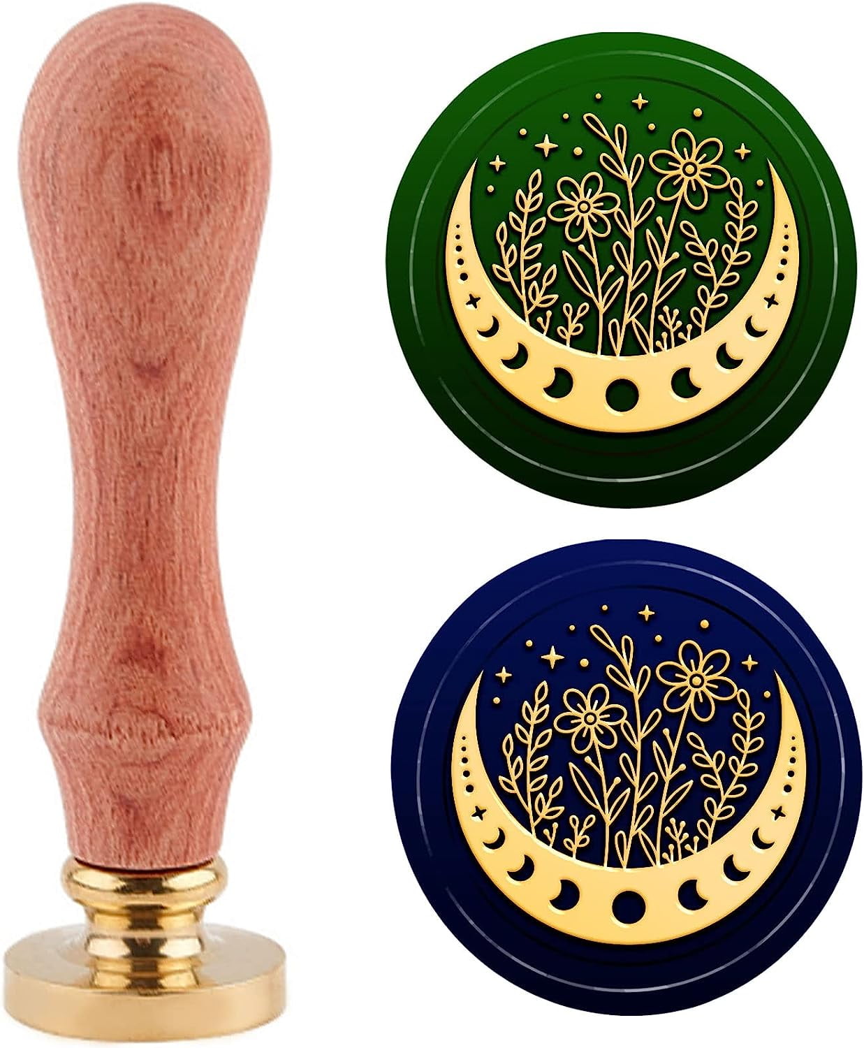 1Set Moon Flower Star Wax Seal Stamp Removable Brass Head Sealing Stamp ...