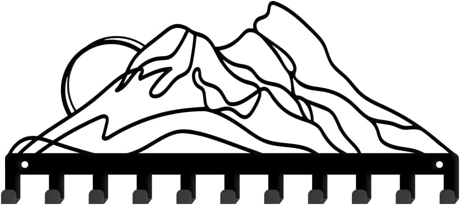 1Set Mountains and Sunset Hooks Key Holder Line Art Wall Mounted Door ...