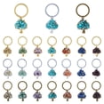 1Set Natural & Gemstone Keychain with Alloy Rings with Tree of Life ...