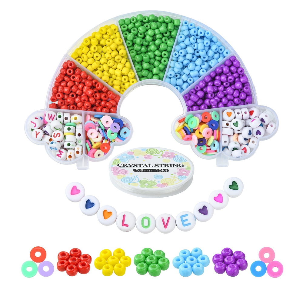 1Set Opaque Acrylic & Handmade Polymer Clay & Glass Seed Beads Set ...