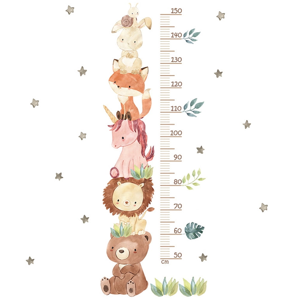 1Set PVC Height Growth Chart Wall Sticker Cartoon Animal for Kid Room ...