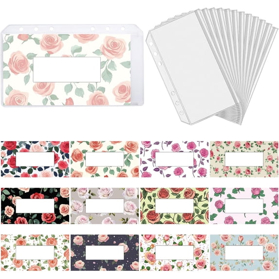 1Set Paper Binder Dividers with English Sticker and 12Pcs PVC A6 Zipper ...