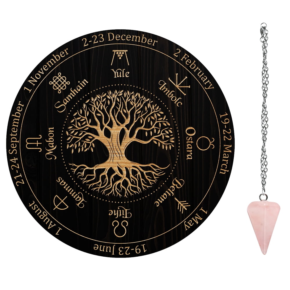 1Set Pendulum Board Set Wooden Dowsing Divination Board Metaphysical ...