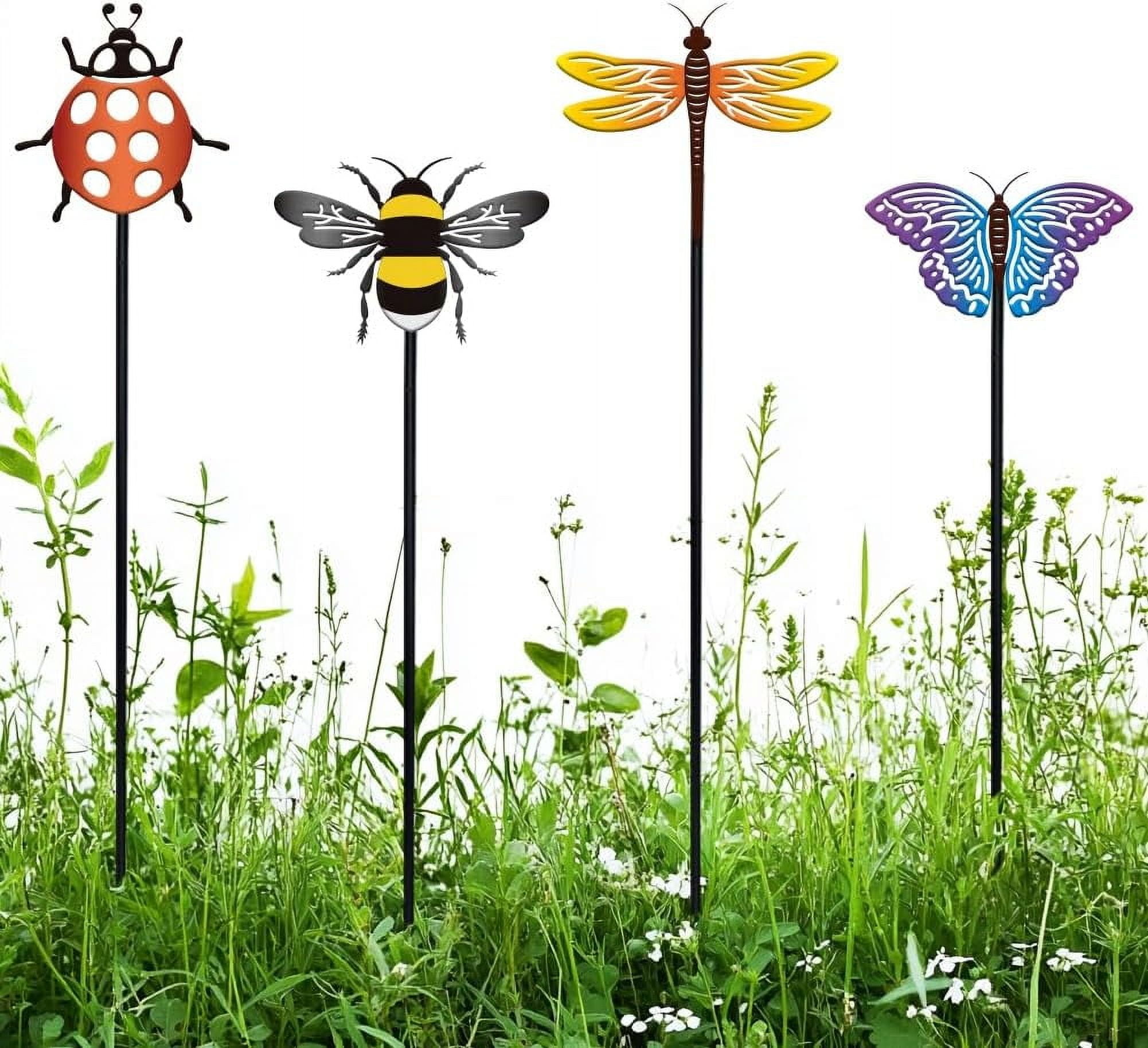 1Set Pinted Iron Insects Garden Stakes Patio Lawn Yard Pathway Outdoor ...