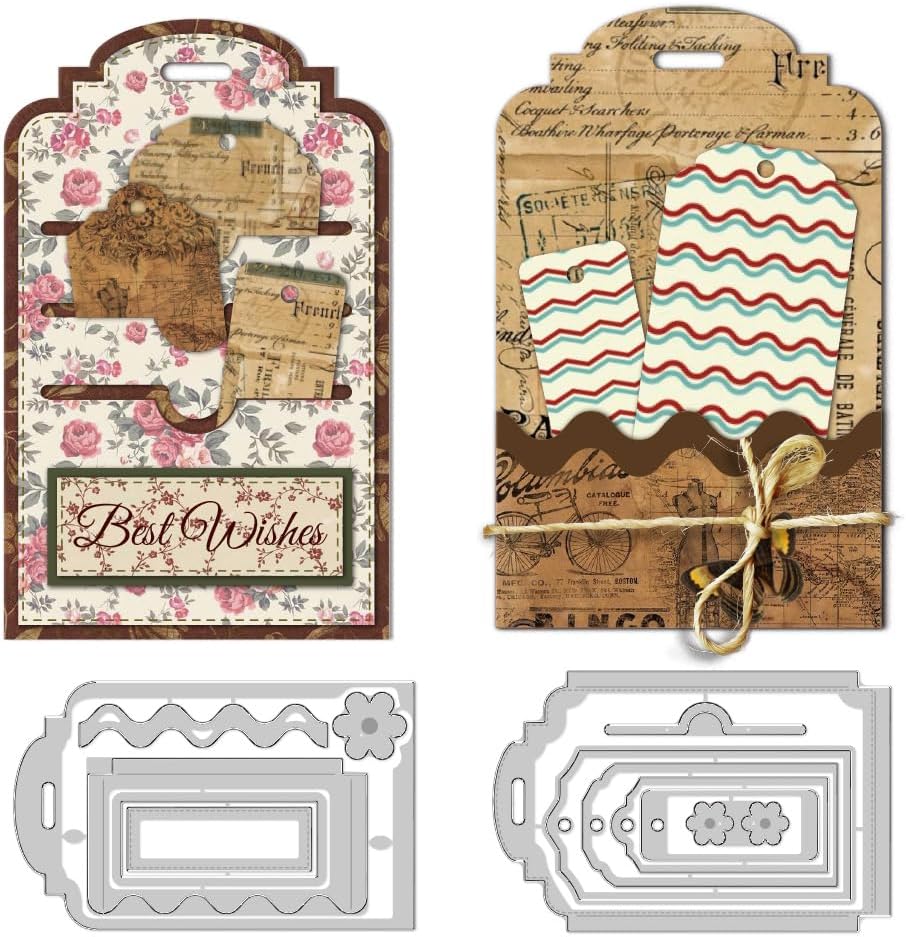 1Set Pocket Cutting Dies Label Frame Card Borders Stitch Die Cut Carbon Steel Die Cuts Stencils ...