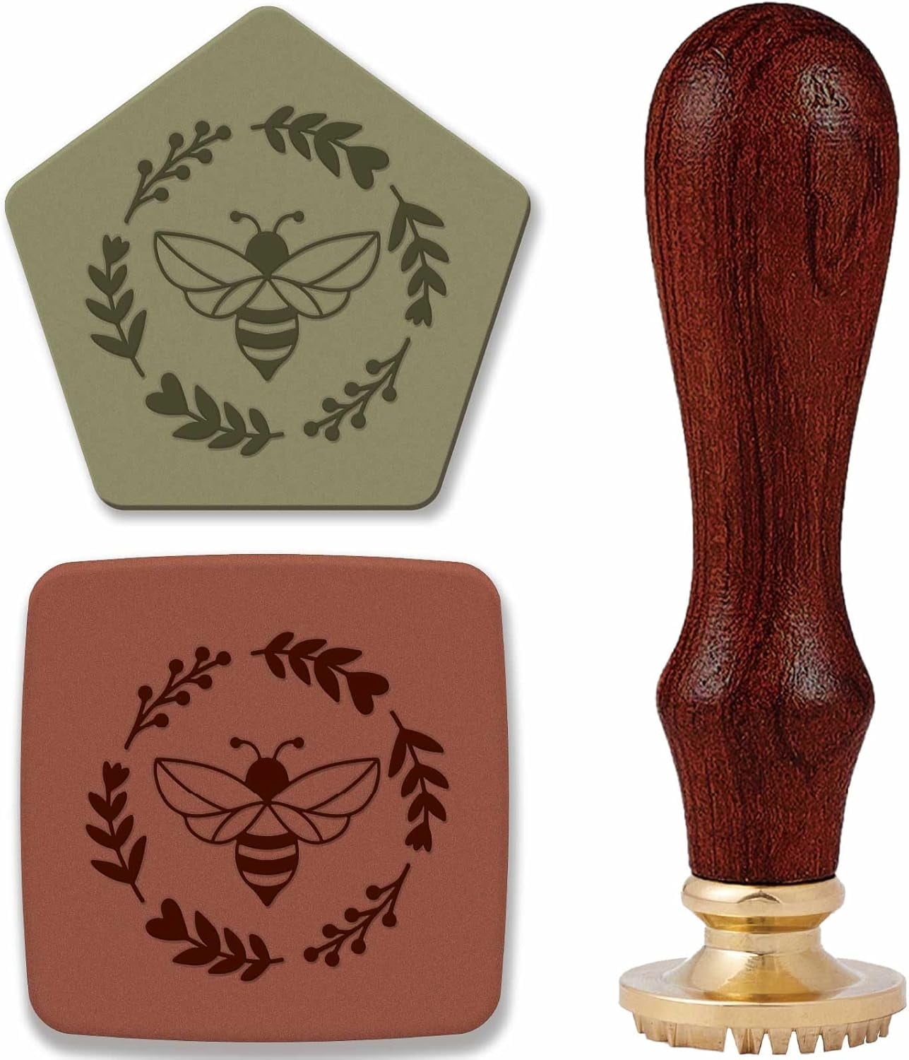 1Set Pottery Stamp for Clay Handmade 1 inch(25mm) Wreath Bee Ceramics ...