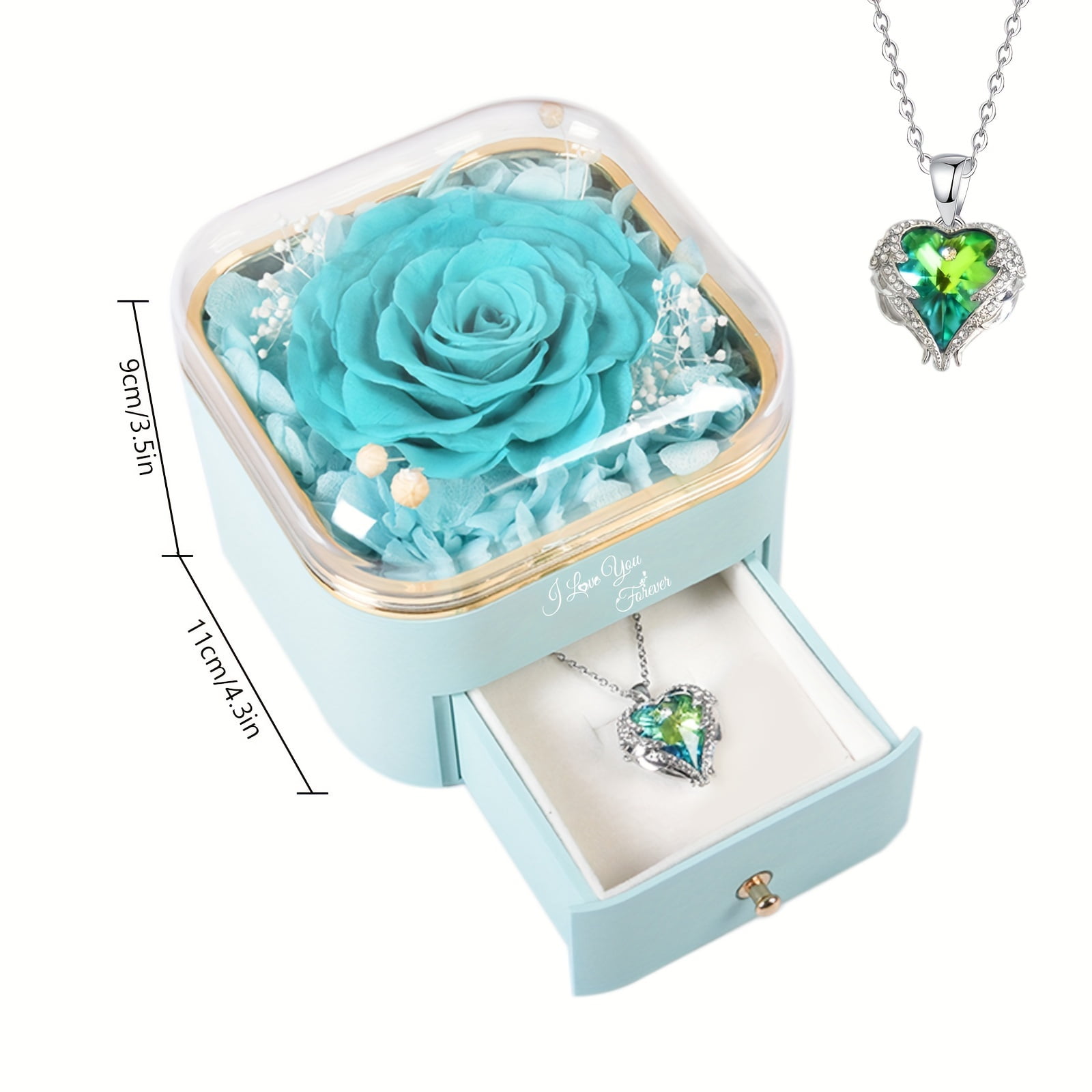1Set Preserved Real Rose With Necklace, Flower Gifts For Women Mom Wife ...