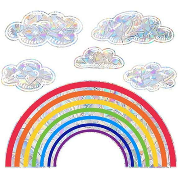1Set Rainbow Cloud Window Stickers, Decorative Window Film Cloud Anti ...