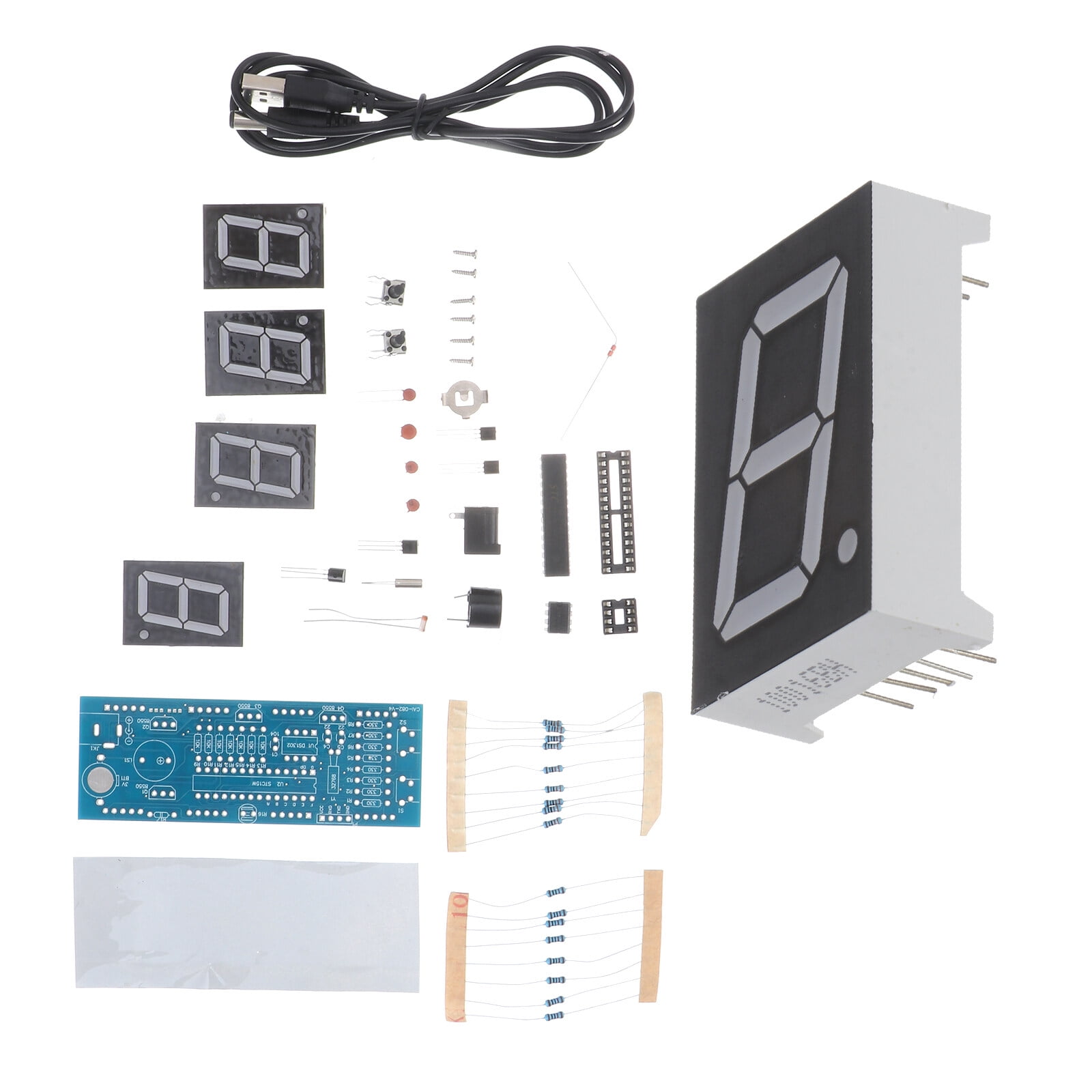 1Set SCM LED Digital Clock Components Single Chip Microcomputer Clock Microchip Clock (Red ...