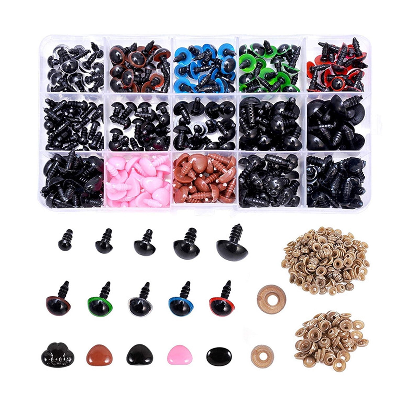 1Set Safety Eyes Plastic Dolls Eye and Nose for Puppet Bear Craft ...