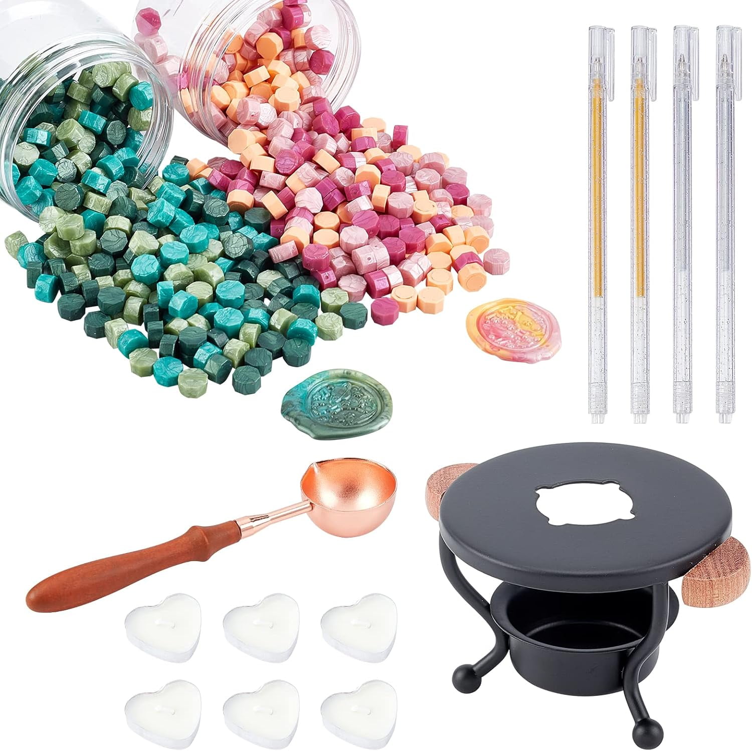 1Set Sealing Wax Kit Iron Wax Furnace with 2 Box 240pcs Sealing Wax ...