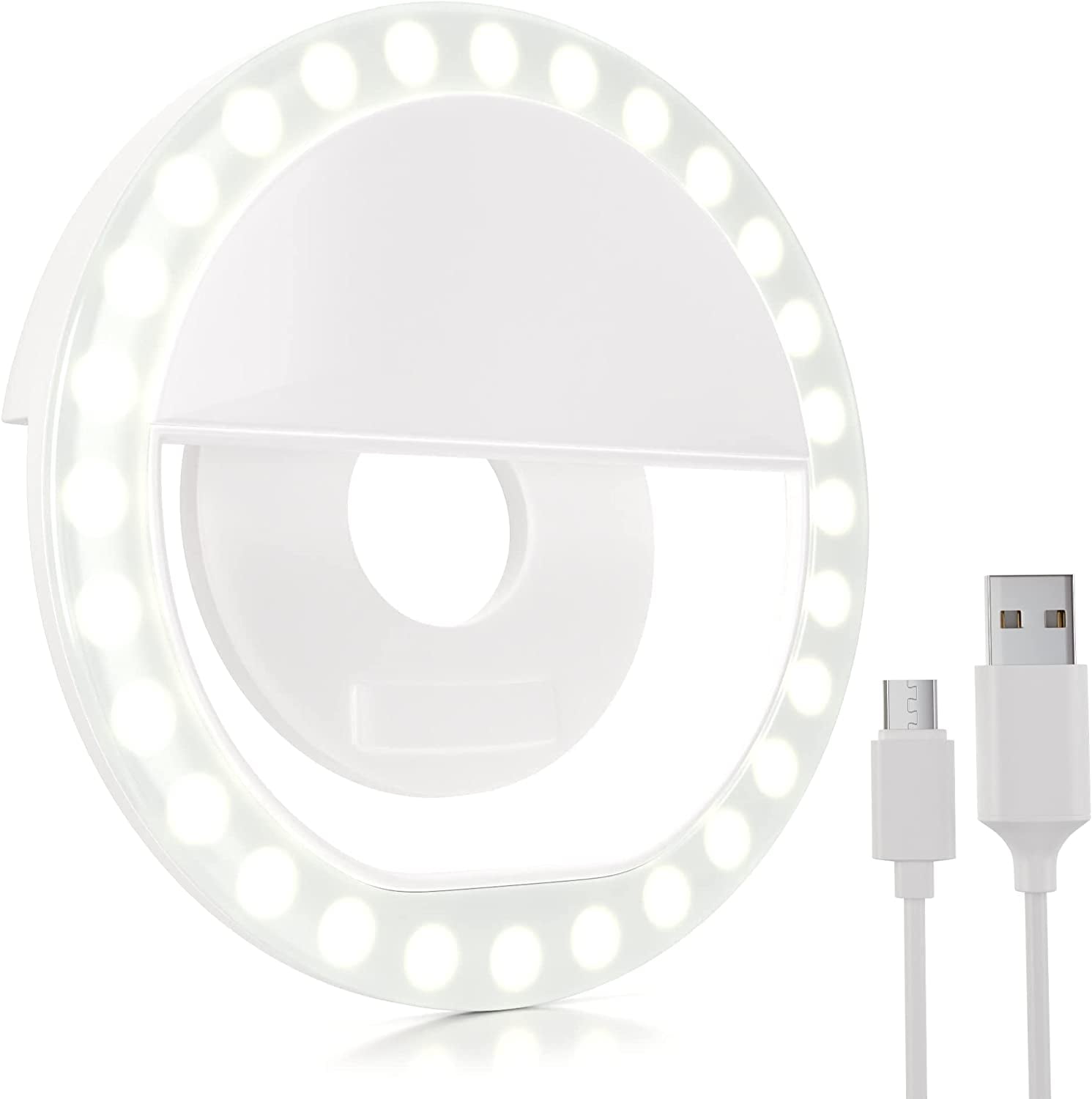 1Set Selfie Ring Light, Rechargeable Portable Clip-on Selfie Fill Light ...