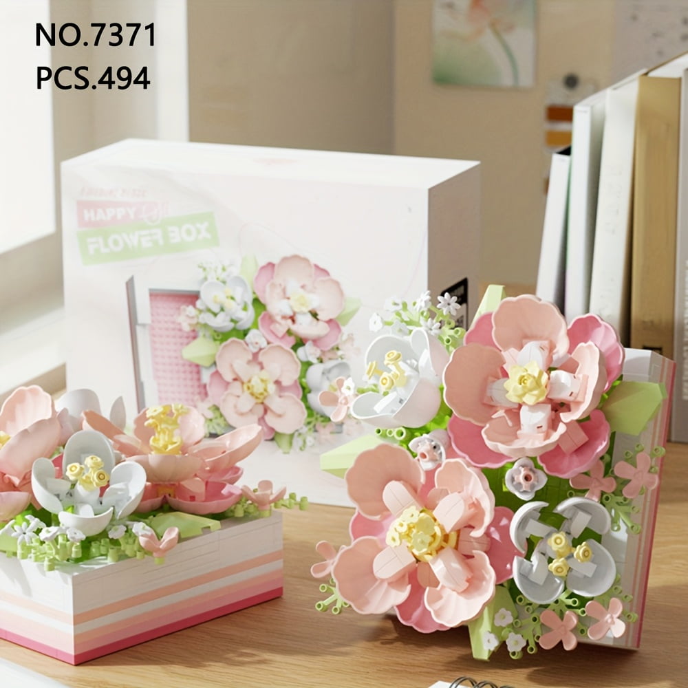 1Set Simulated Mini Hibiscus Flowers Box, DIY Plant Building Blocks ...