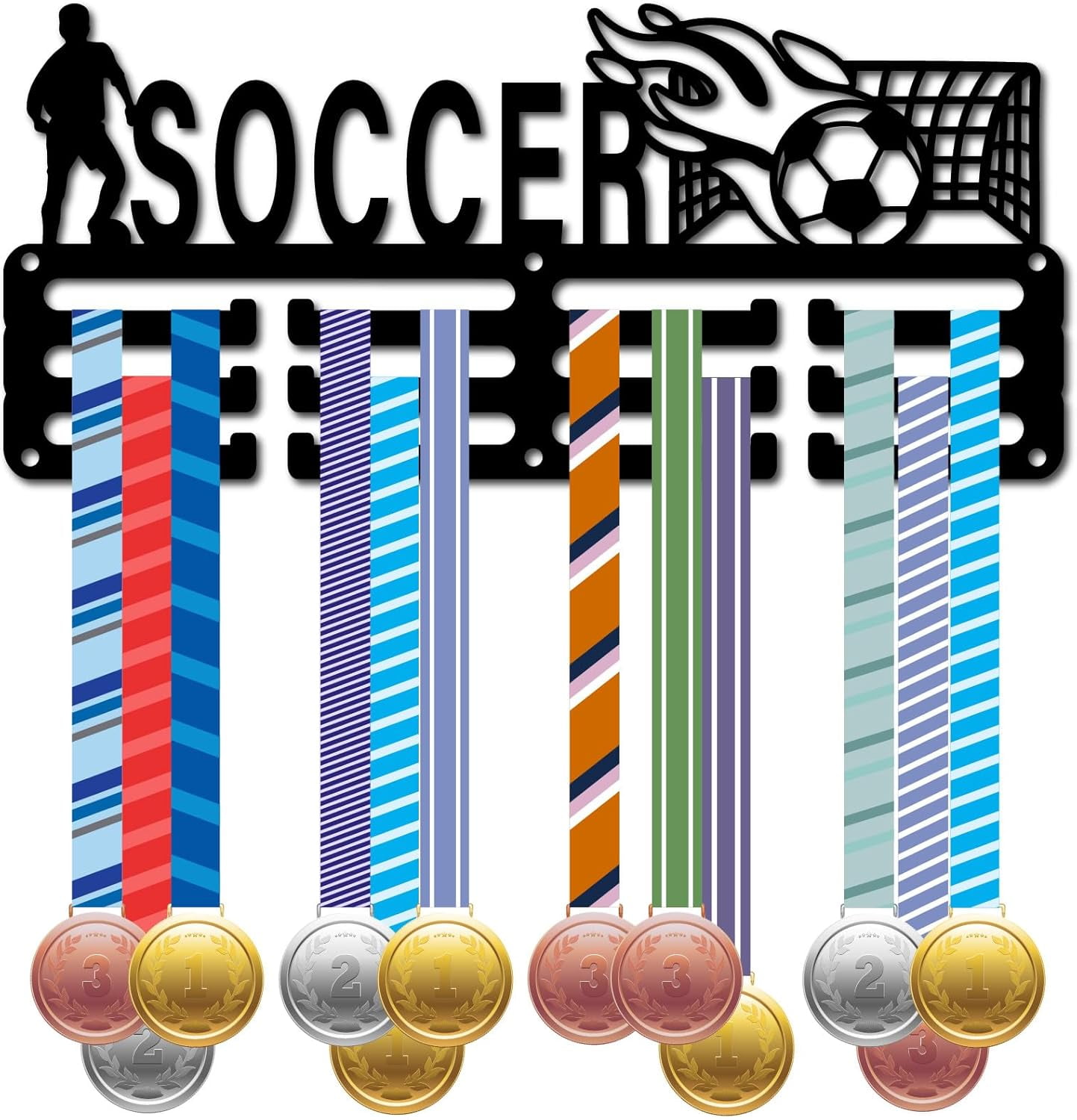 1Set Sports Theme Iron Medal with Screws Football Hanger Holder Display ...