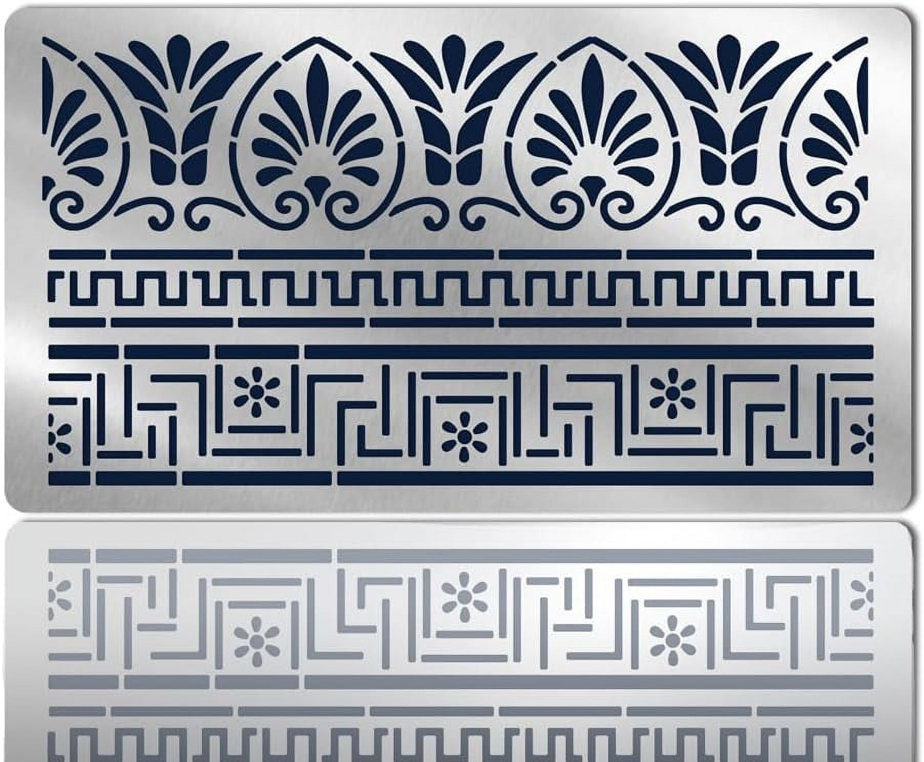 1Set Stainless Steel Ancient Greek Fret Stencil Matte Vintage Roman ...
