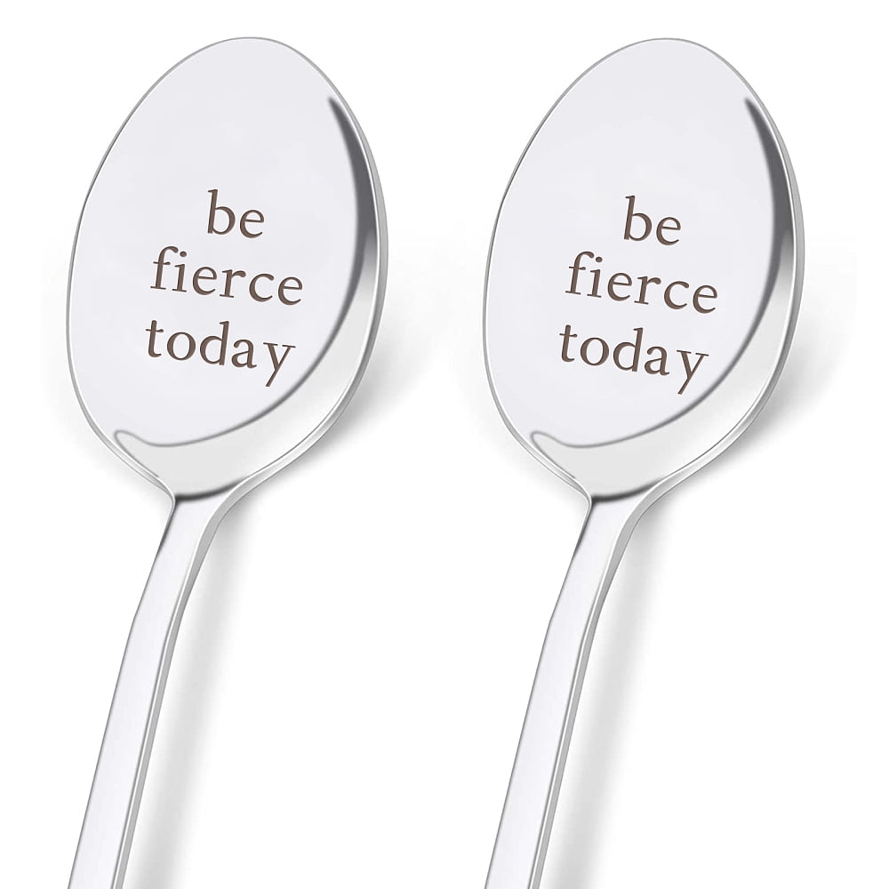 1Set Stainless Steel Spoons Set Including 2 Spoons with Word Stainless ...