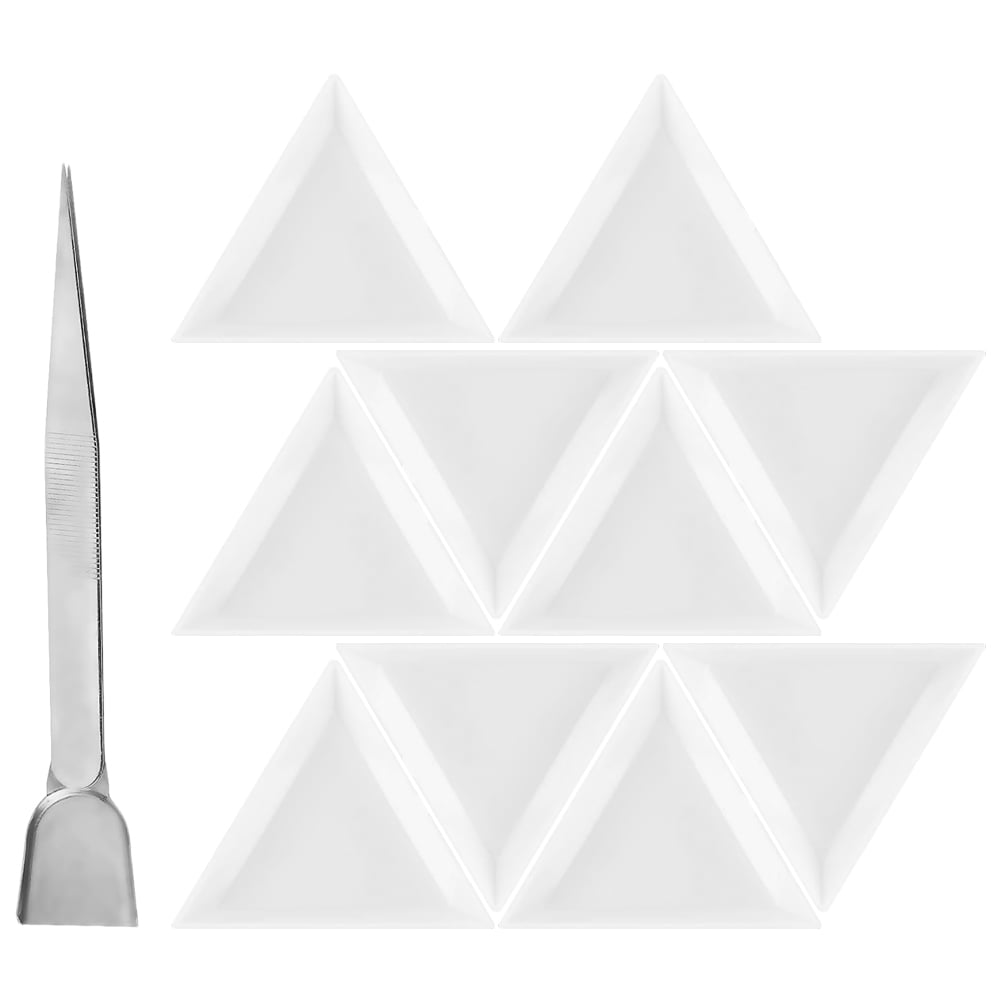 1Set Stainless Steel Tweezers With Scoop And Plastic Triangle Sorting ...