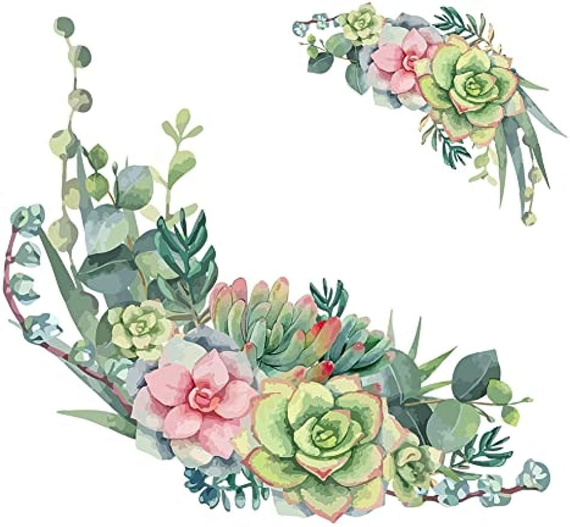 1Set Succulents Green Plants Stickers Flowers Wall Decal Wall Decor ...