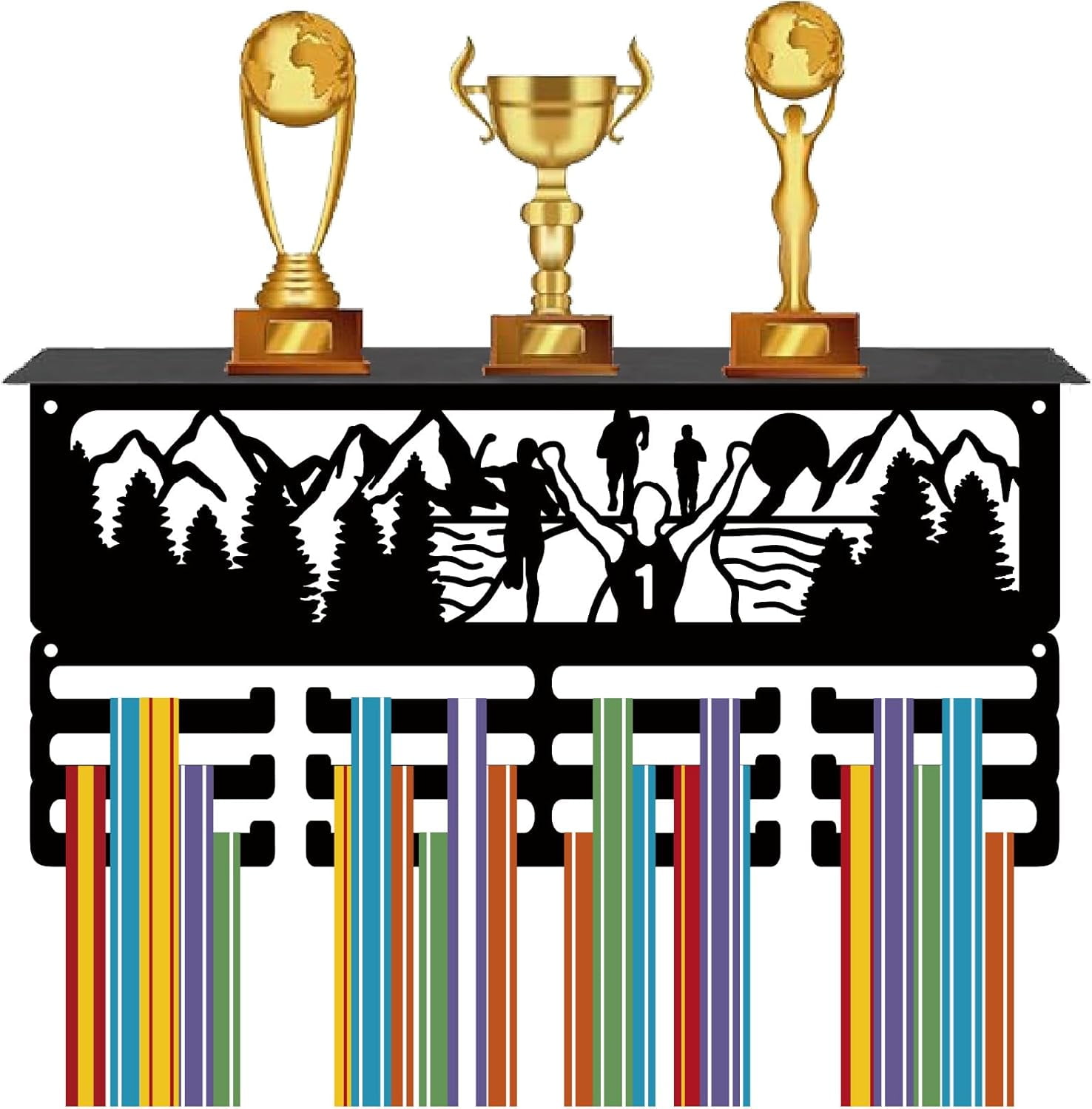1Set Trail Running Medals Display Hanger Trophy Shelf with 12Hooks ...