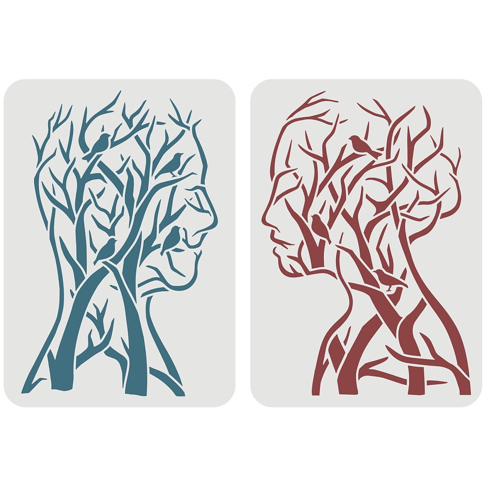 1Set Tree of Life Stencil 29.7x21cm Man Woman Painting Stencil Branch ...