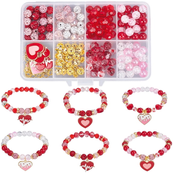 1Set Valentine's Day Theme DIY Polymer Clay Rhinestone Beads Stretch ...