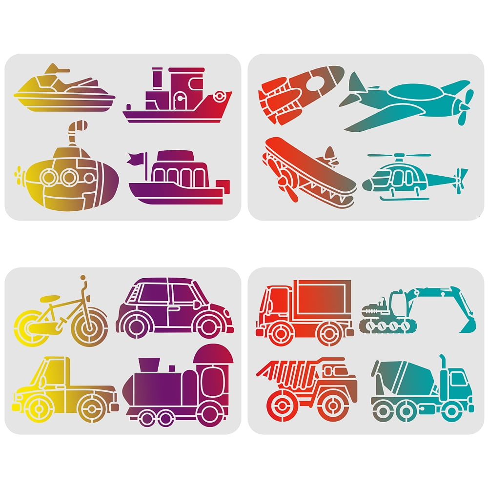 1Set Vehicles Stencil for Painting 11.6x8.3 Inch Baby Toy Reusable DIY ...