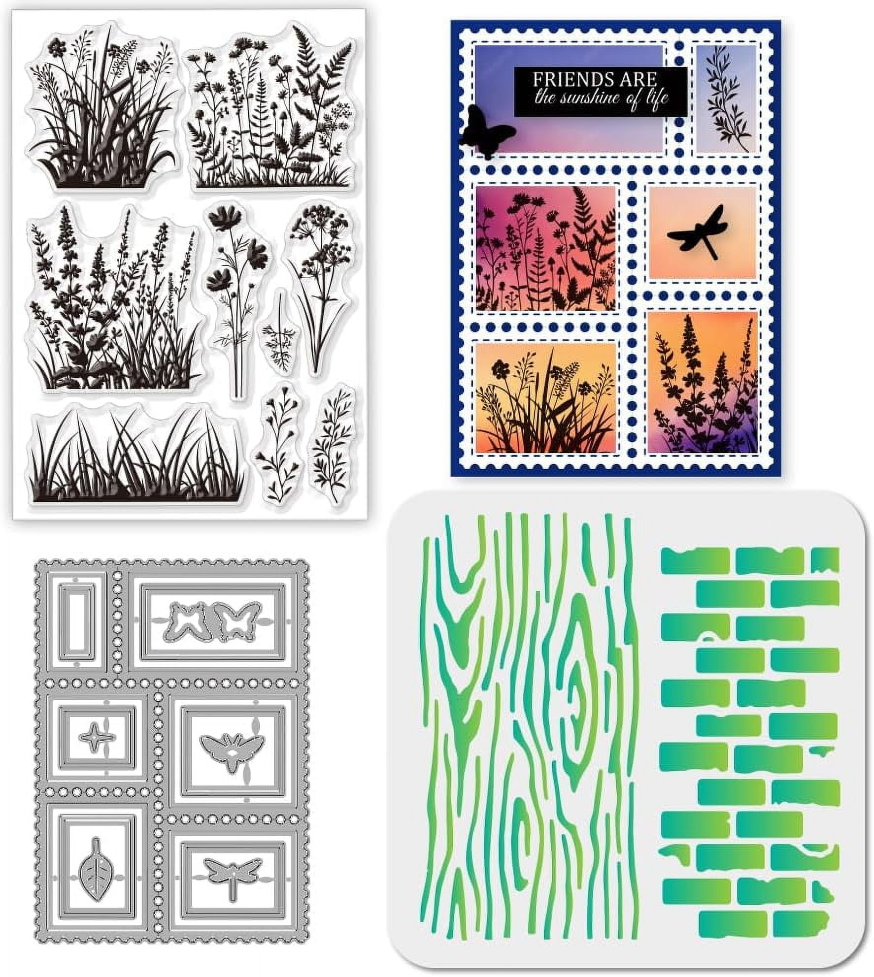 1Set Wildflower Weeds Silicone Clear Stamps Metal Postage Stamp Frame ...