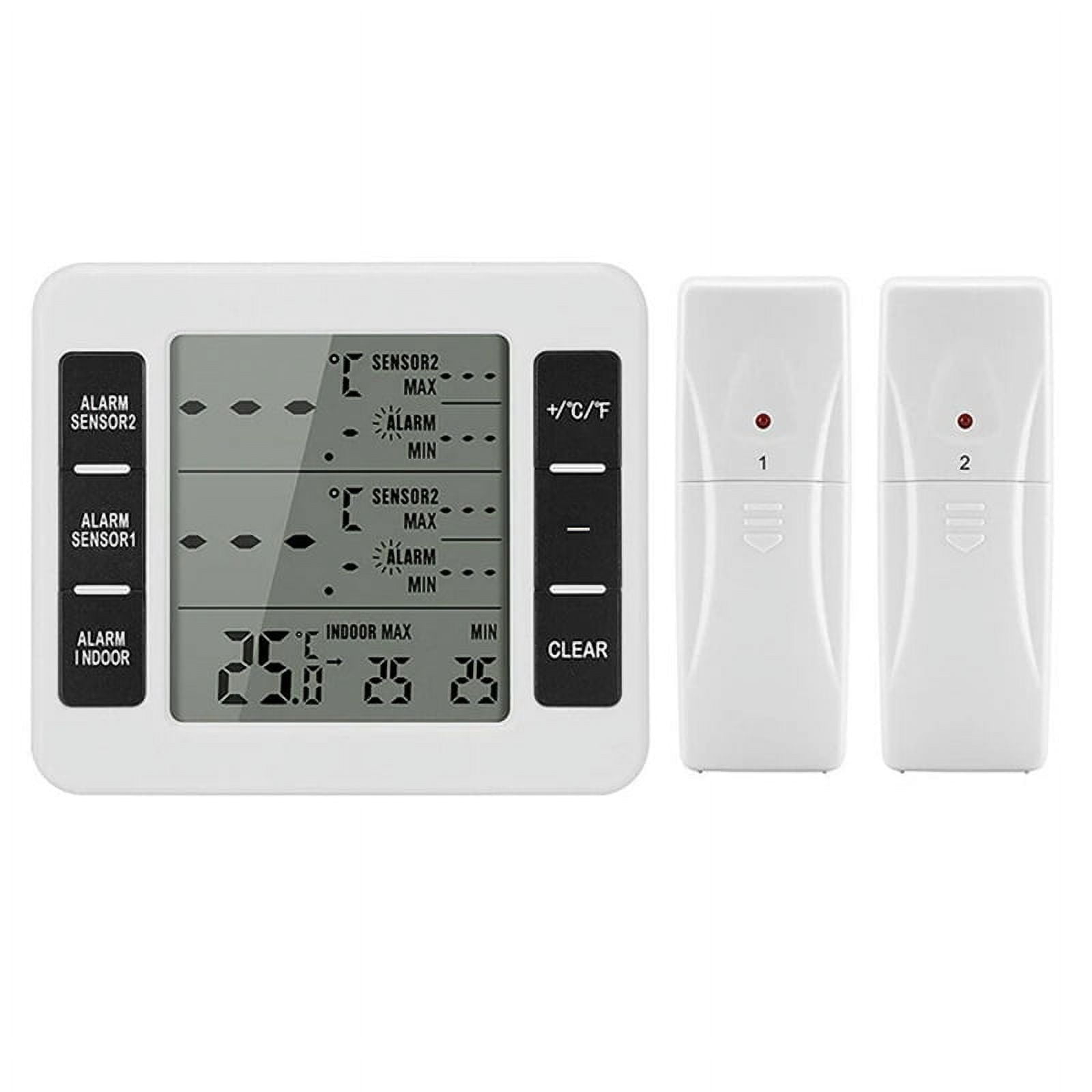 1Set Wireless Freezer Thermometer 2 Remote Sensors Alarm Low ...