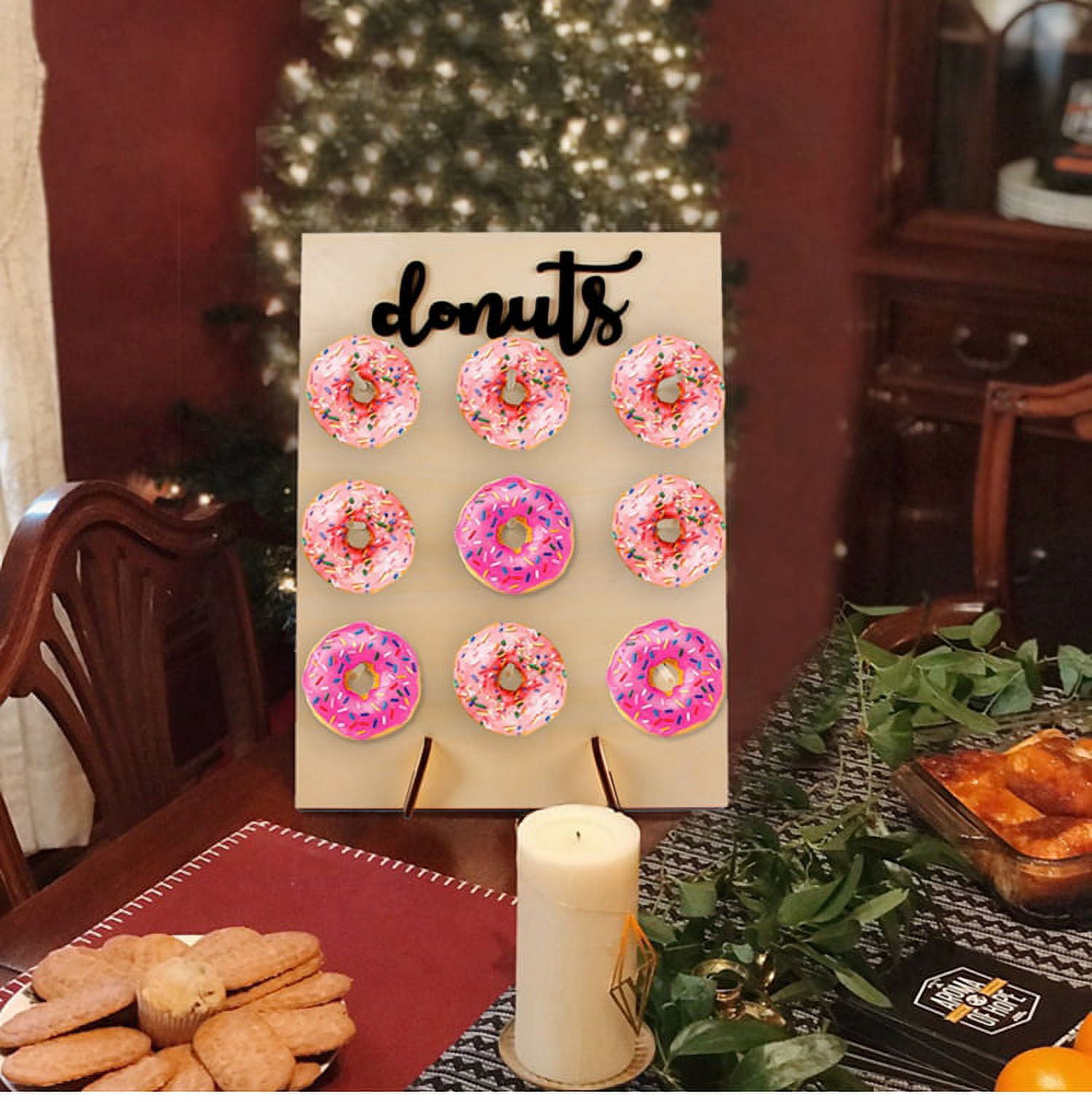 1Set Wood Doughnuts Wall Stands, Display Board For Sweets Tables ...