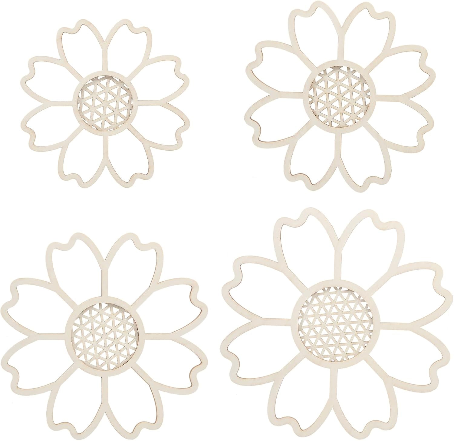 1Set Wood Hollow Flower Pendant Decorations for Home Wall Decoration ...
