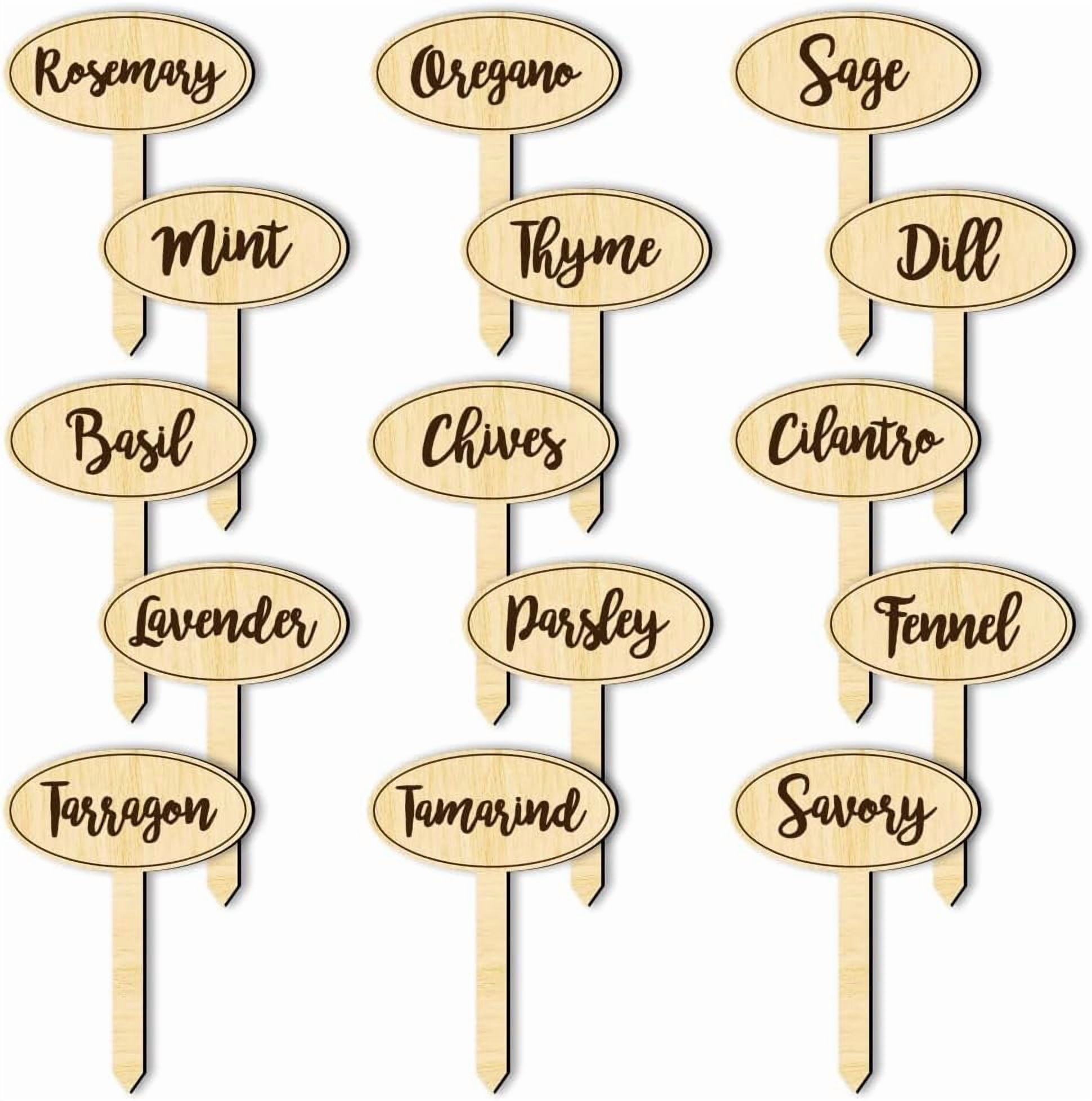 1Set Wood Plant Labels for Seed Potting Herbs Flowers Vegetables Name ...