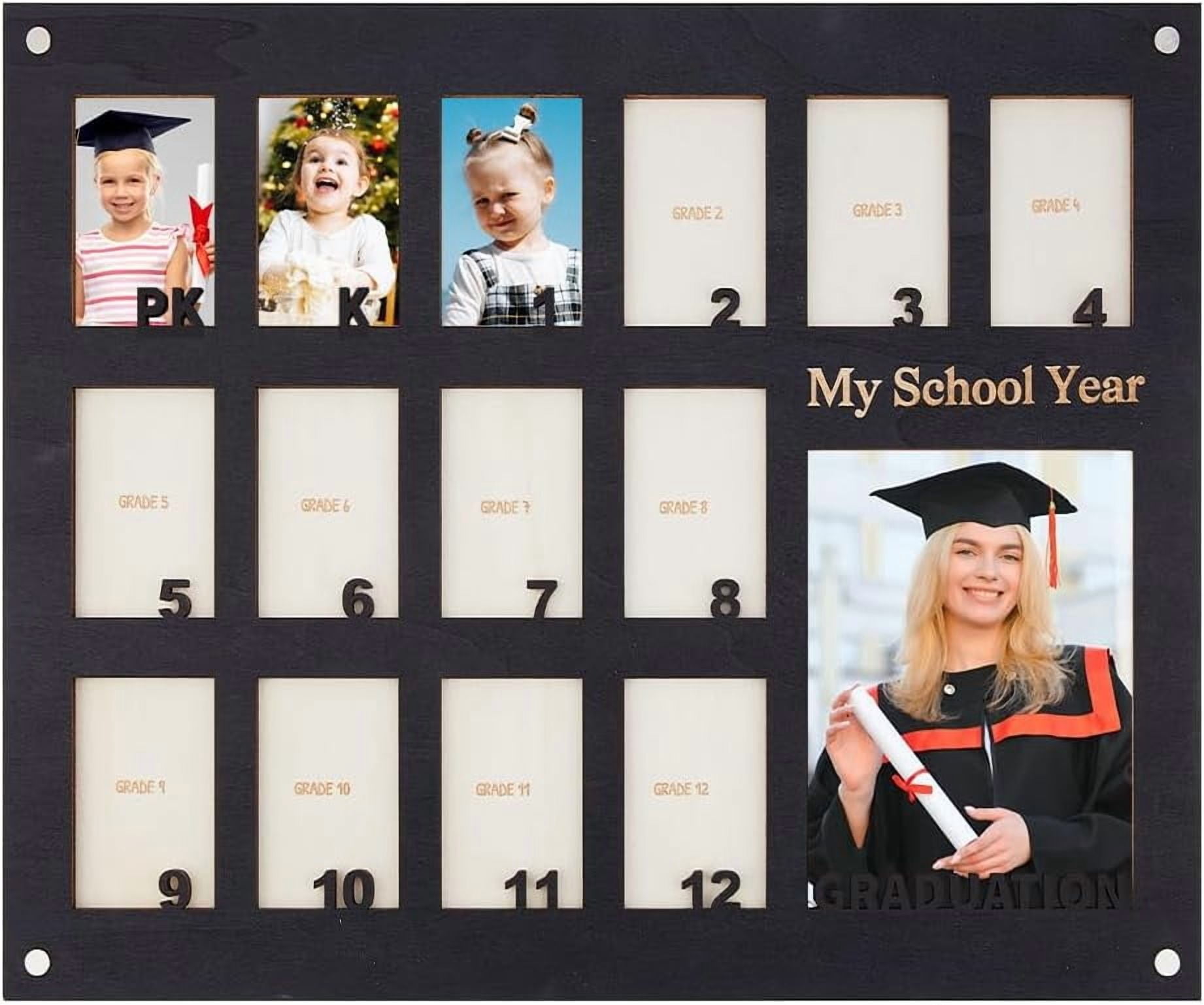 1Set Wood School Picture Frames K-12 Collage Photo Display Frame Black ...
