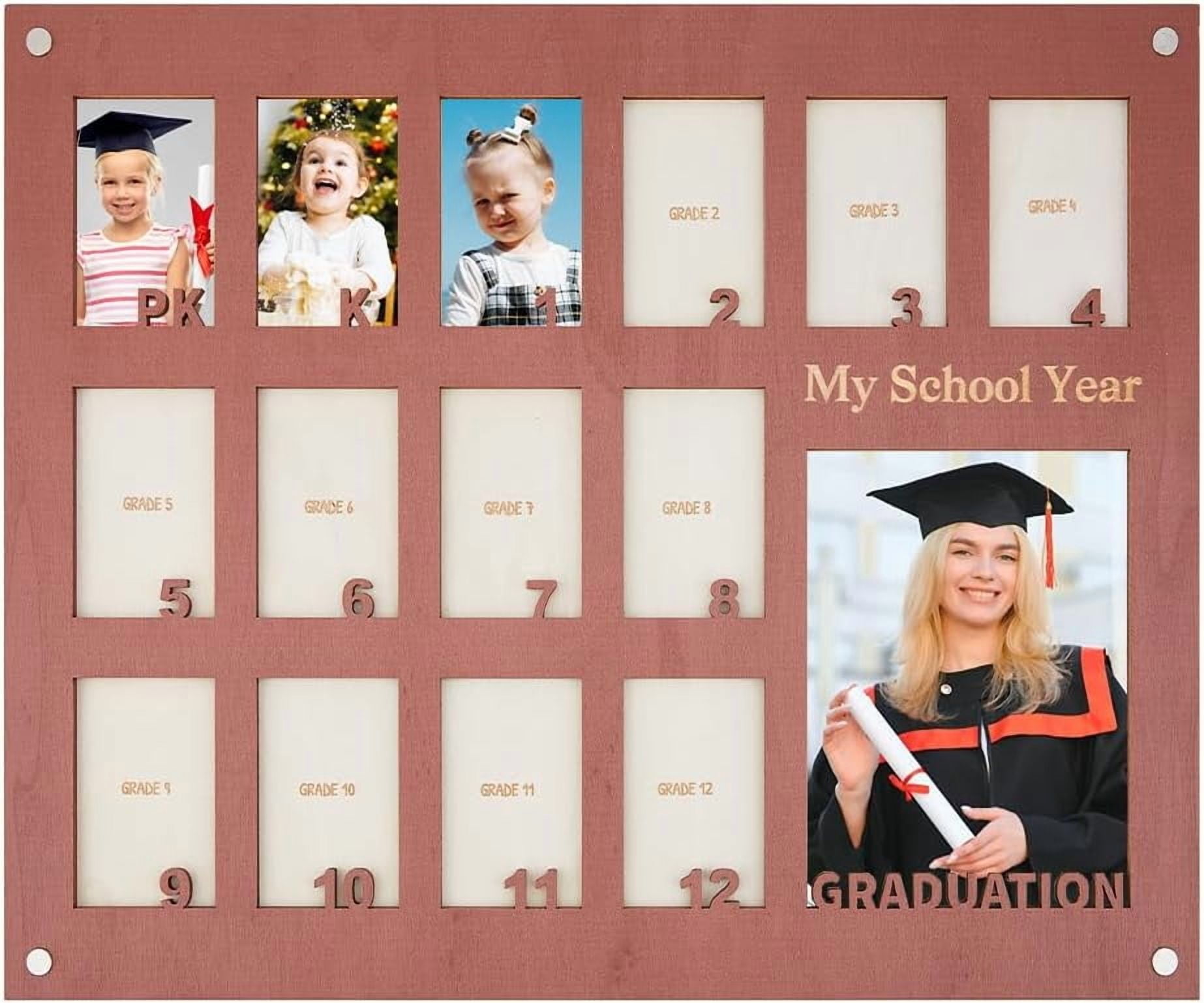1Set Wood School Picture Frames K-12 Collage Photo Display Frame Rosy ...